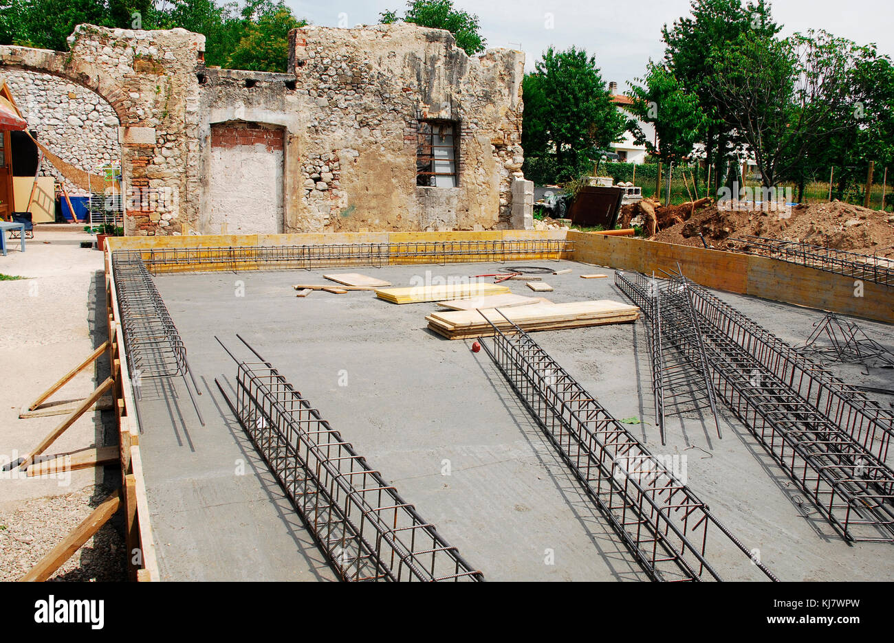 Steel reinforcement cages used in the construction of building ...