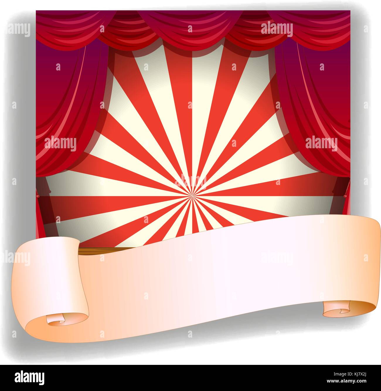 Illustration of a stage and a blank paper on a white background Stock ...