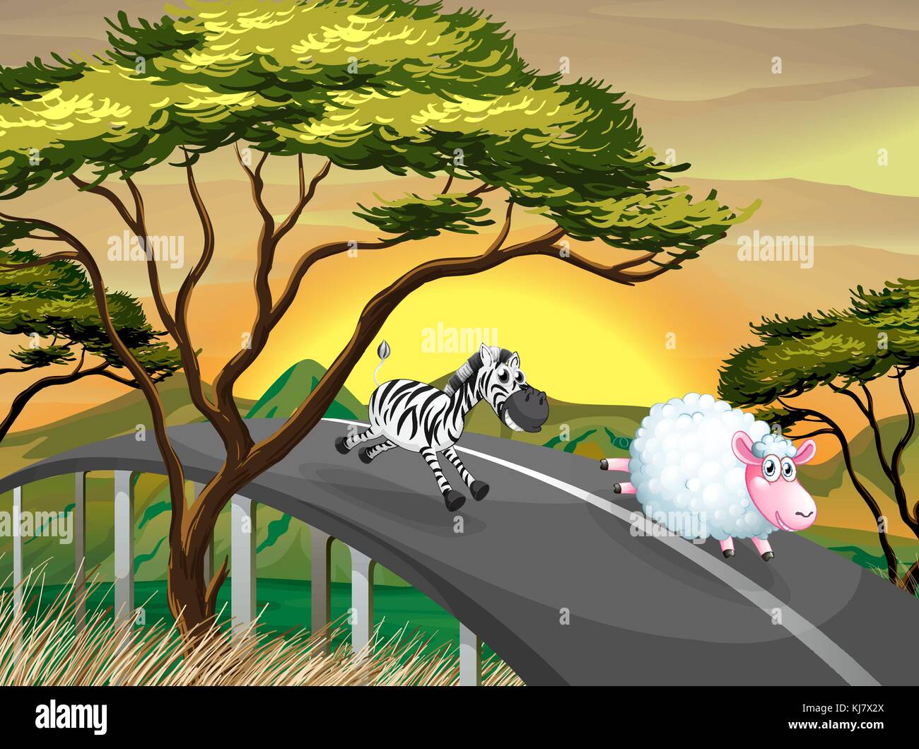 Sheep bridge lane Stock Vector Images - Alamy