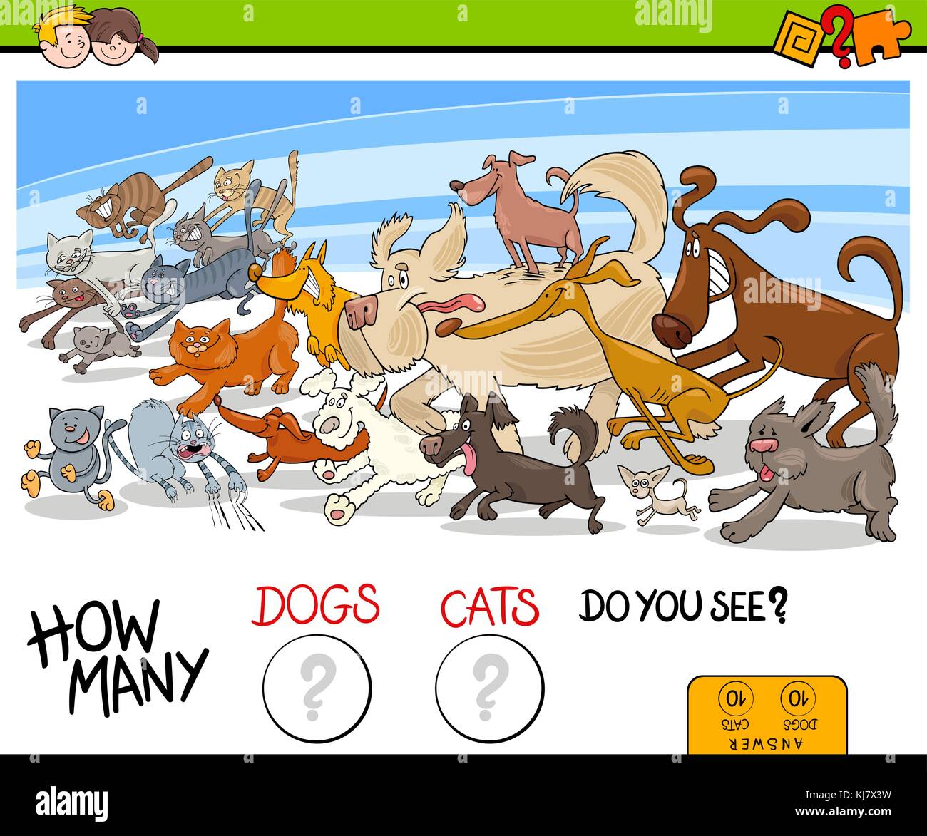 Cartoon Illustration of Educational Counting Game for Children with ...