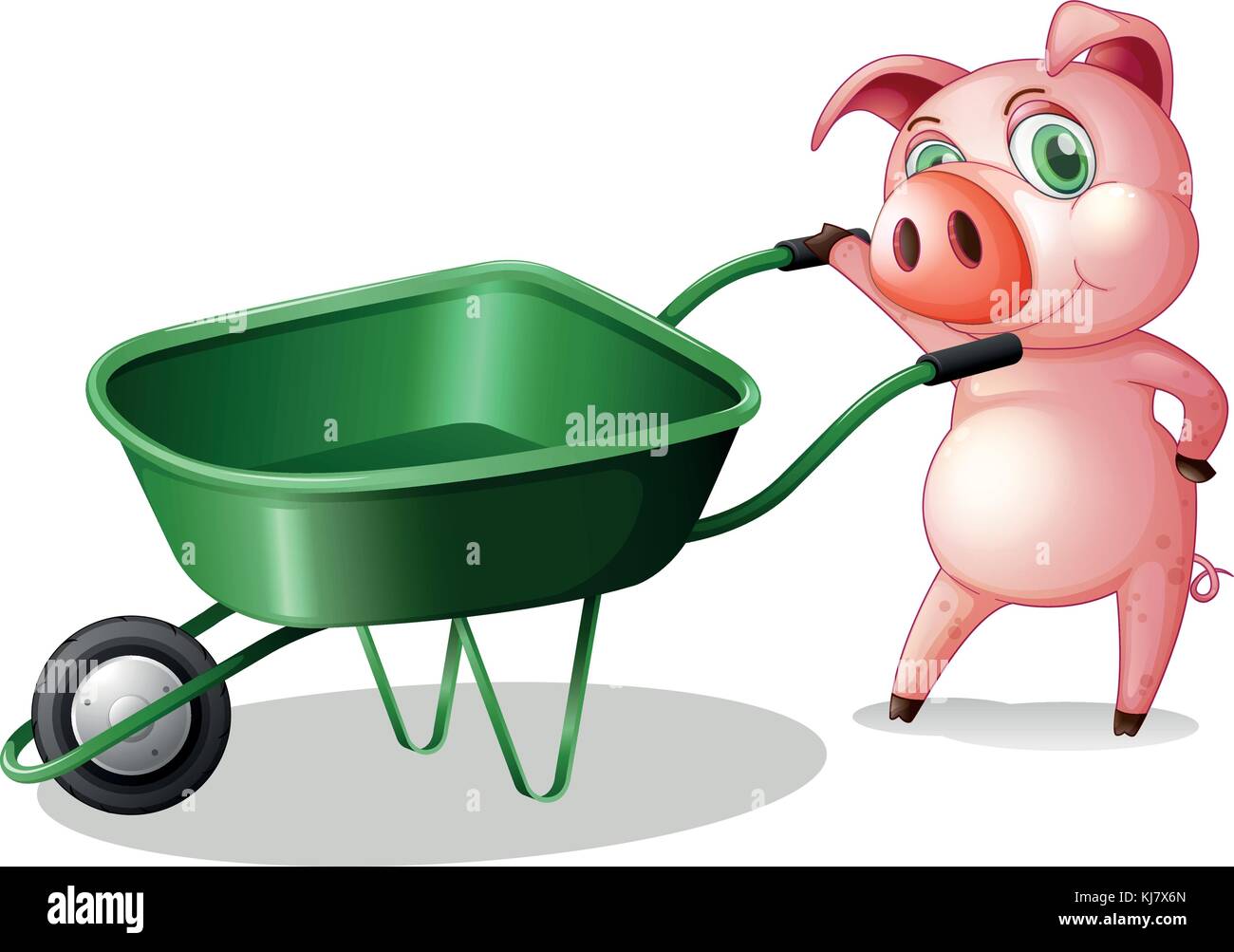 Illustration of a pig holding a wheelbarrow on a white background Stock ...