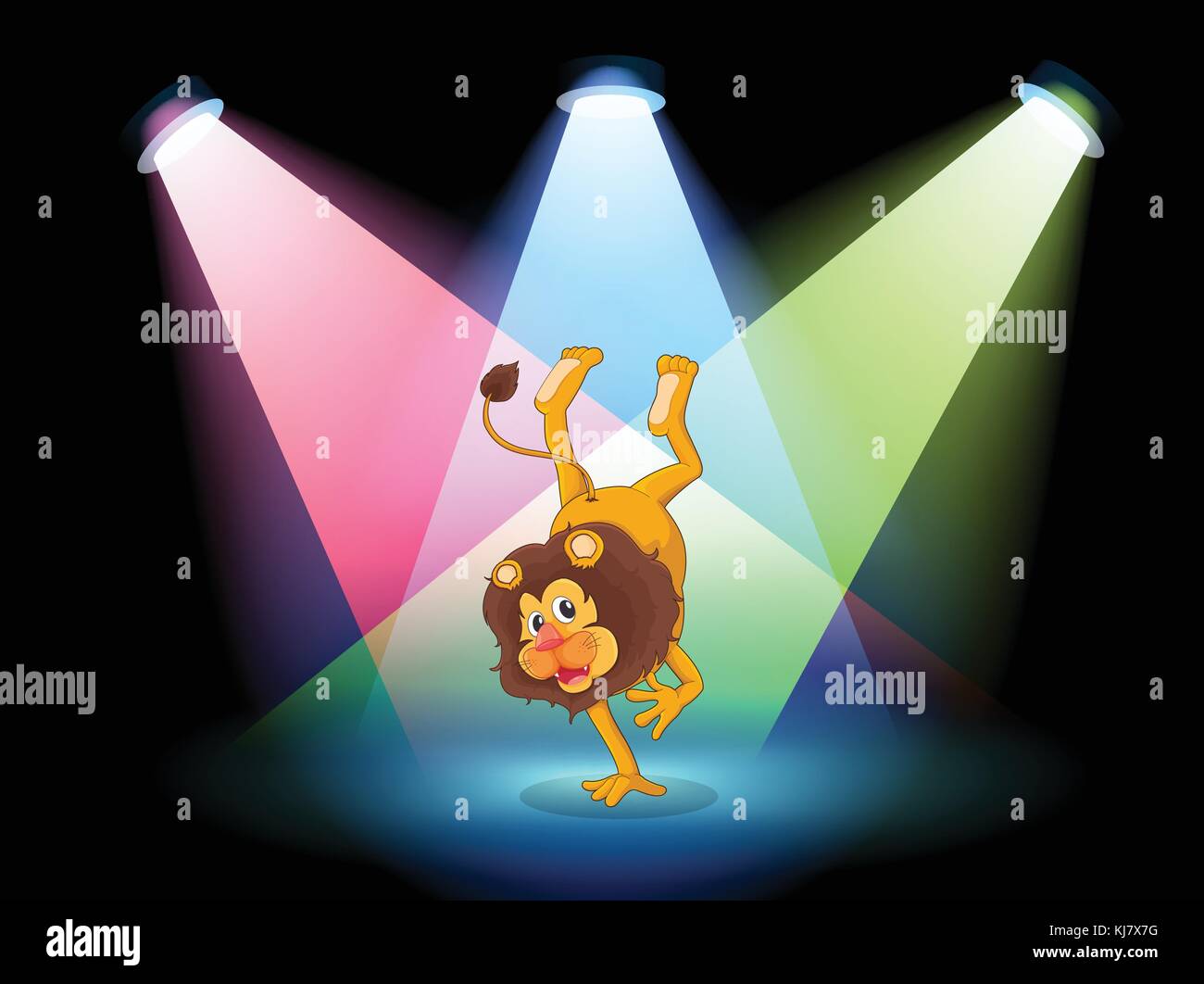 Illustration of a lion performing in the middle of the stage Stock ...