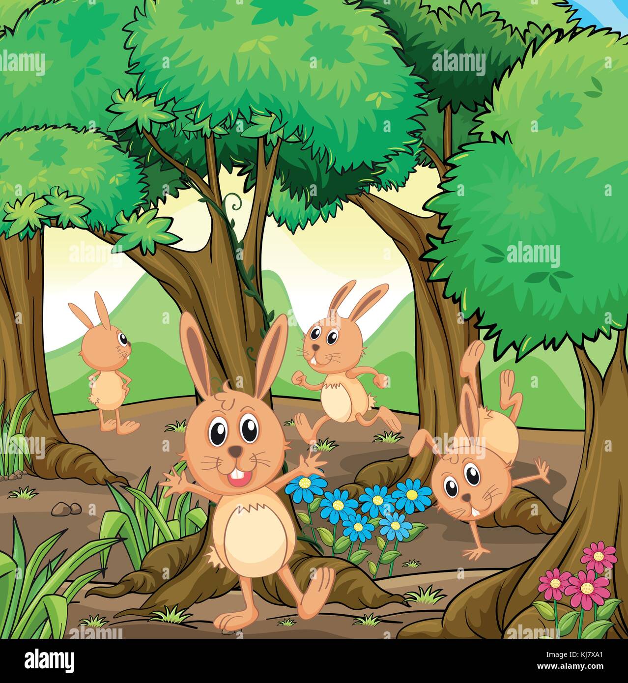 Rabbits group ground Stock Vector Images - Alamy