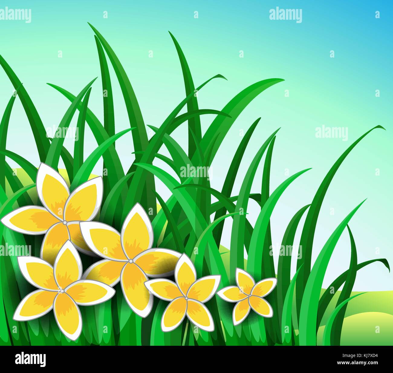 Illustration of a garden with big yellow flowers Stock Vector Image ...