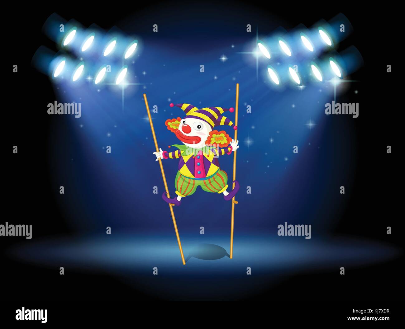 Illustration of a clown doing a trick at the stage Stock Vector Image ...