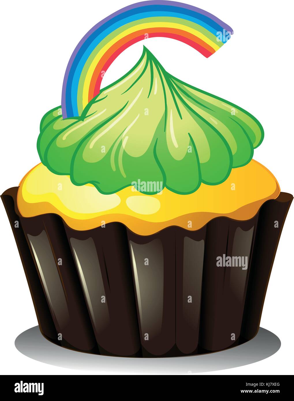 Illustration of a cupcake with a green icing on a white background ...