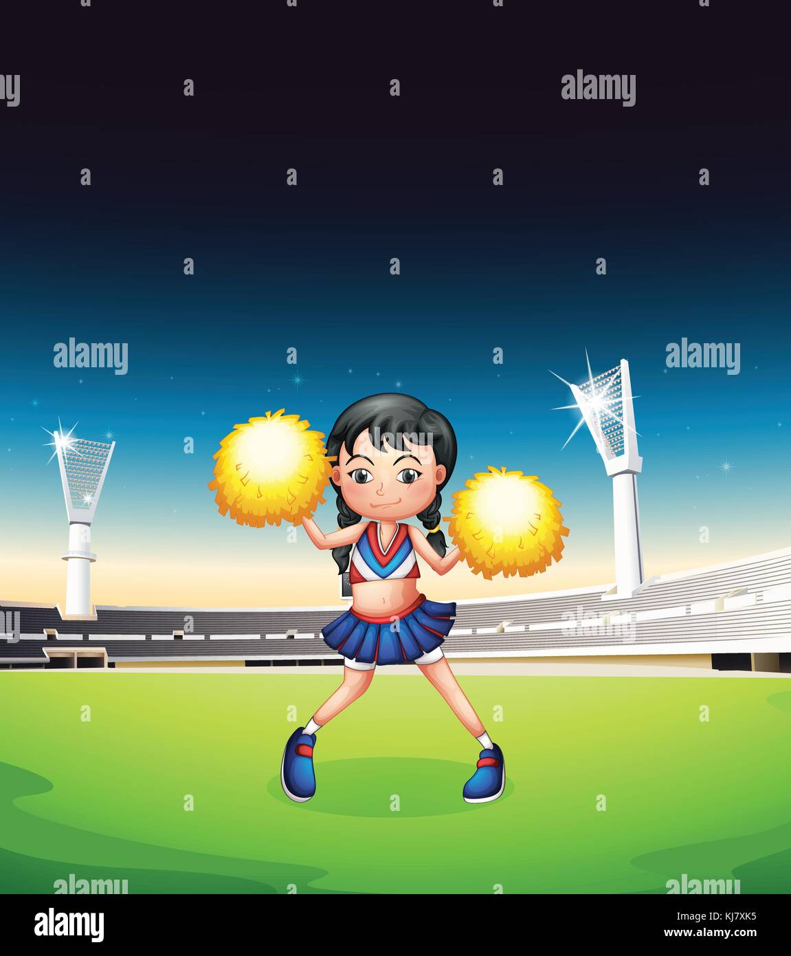 Illustration of a young woman dancing at the soccer field Stock Vector ...