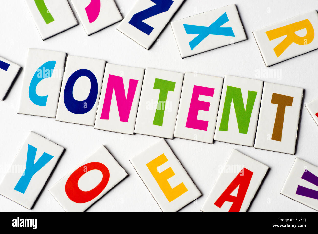 word content made of colorful letters on white background Stock Photo ...