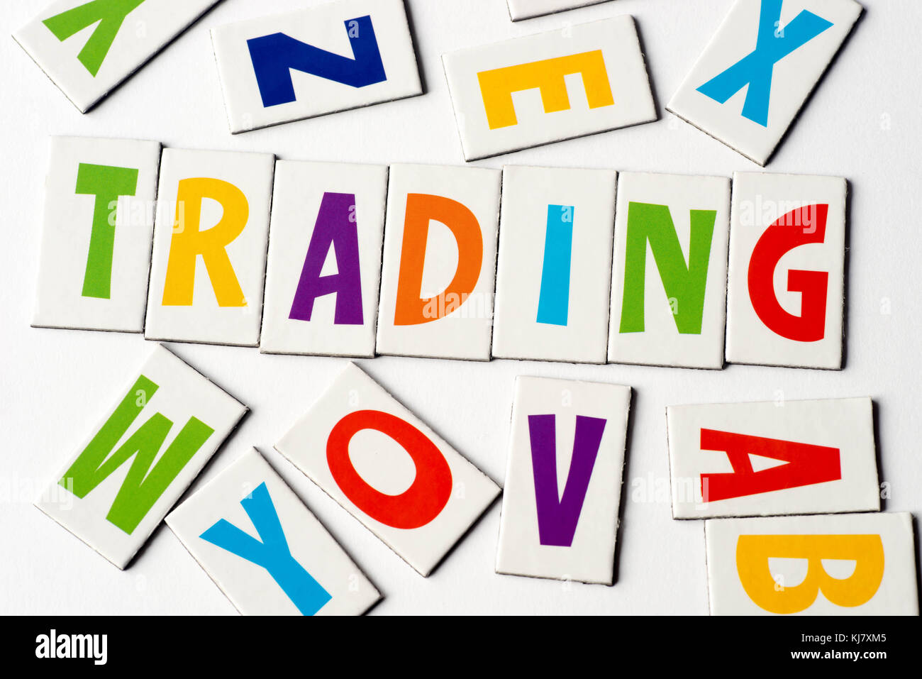 word trading made of colorful letters on white background Stock Photo ...