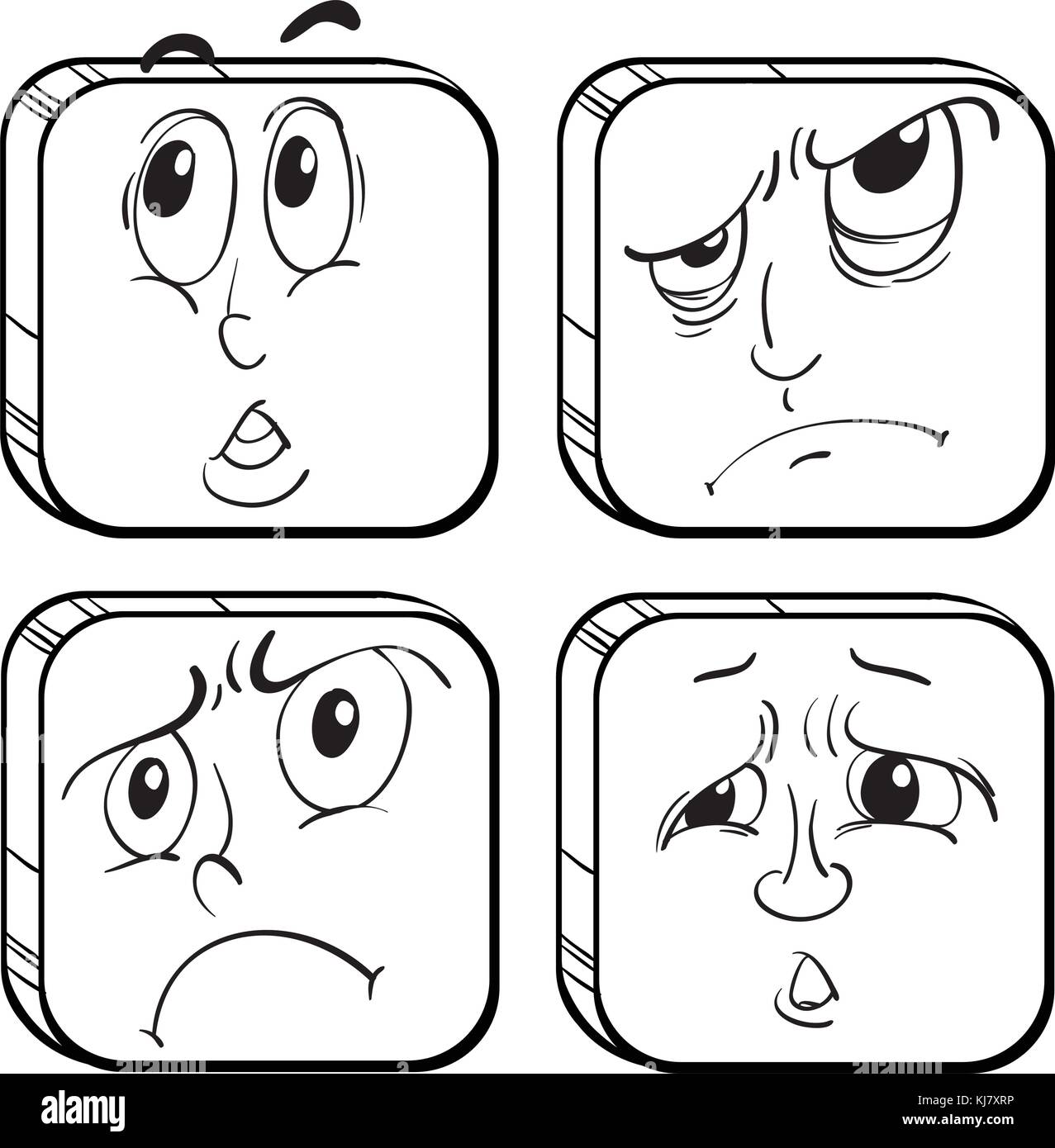 Illustration of the four facial expressions on a white background Stock ...