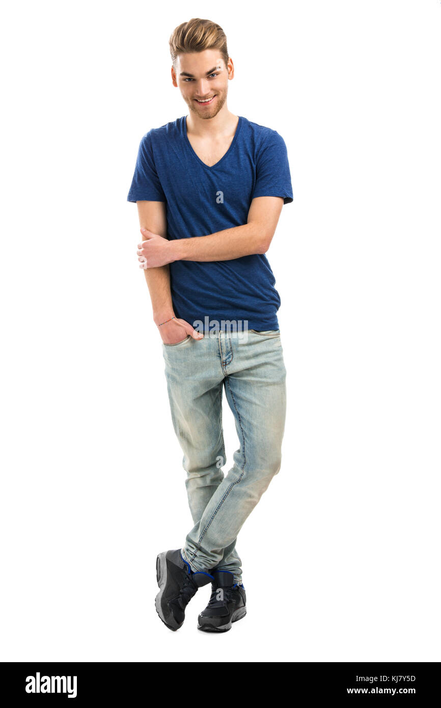Handsome young man standing over a white background Stock Photo - Alamy