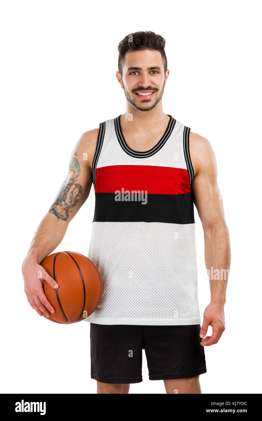 Happy young guy playing basketball hi-res stock photography and images ...