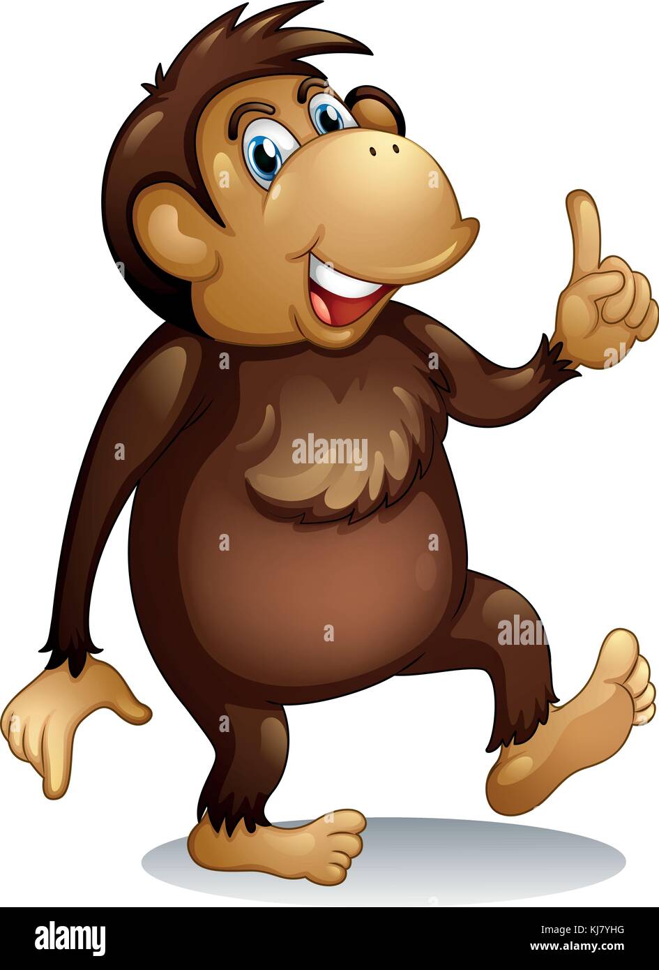 Illustration of an old monkey standing on a white background Stock ...