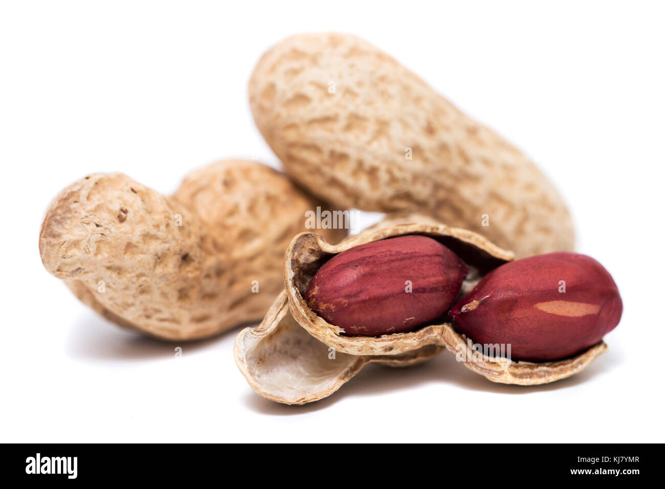 Composition of peanuts on a clean white background Stock Photo - Alamy