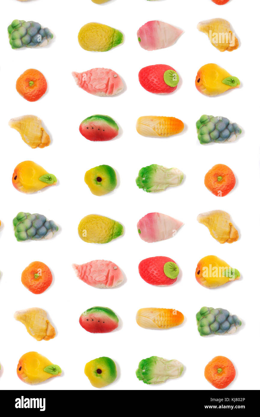 Composition of traditional portuguese fruity sweets over a white ...