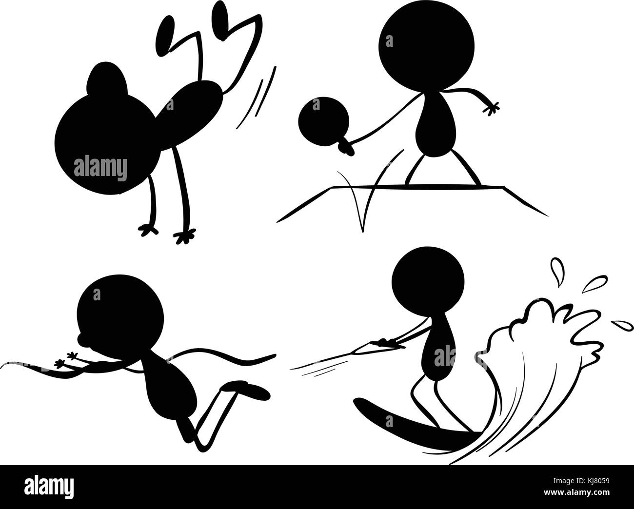 Illustration of the black colors of people playing different sports on ...