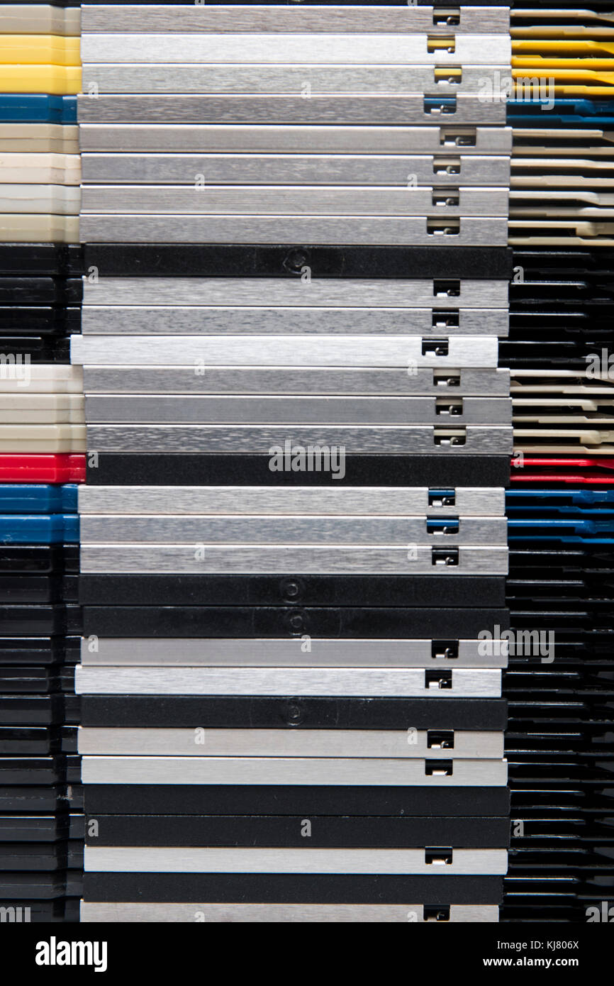 Vertical pile of computer floppy disks Stock Photo - Alamy