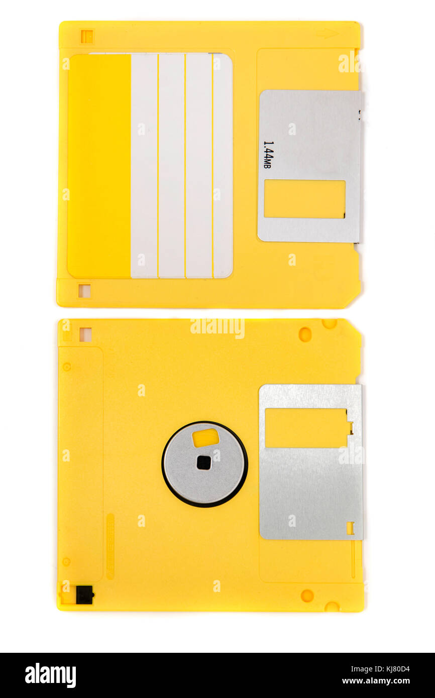 computer floppy disk, front and back view, isolated on a white ...