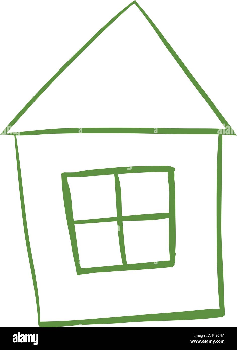 Illustration of a green colored house on a white background Stock ...
