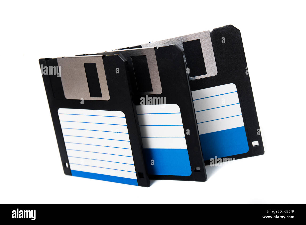 colorful computer floppy disks on a composition isolated on a white ...