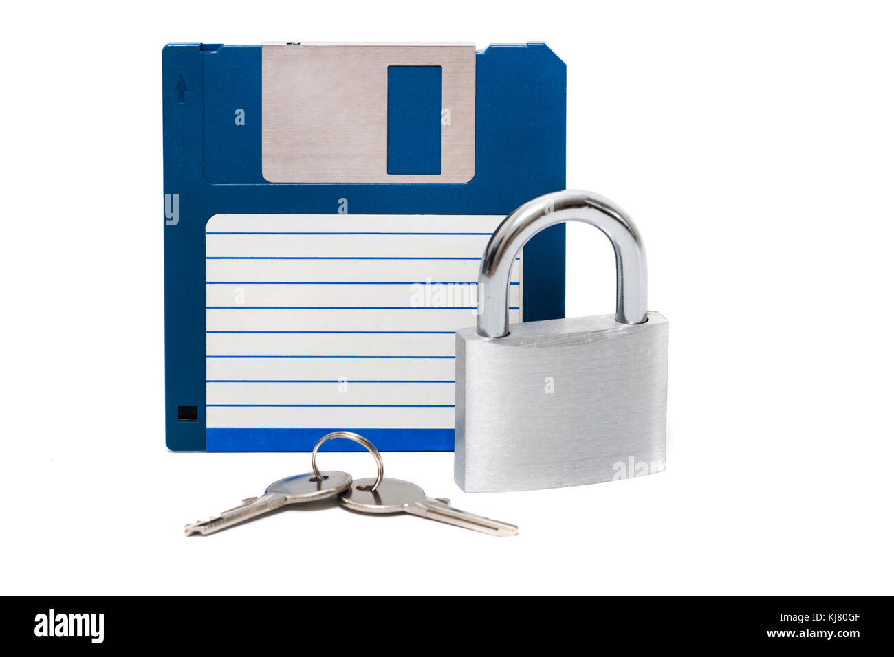 padlock with floppy disk isolated on a white background Stock Photo - Alamy