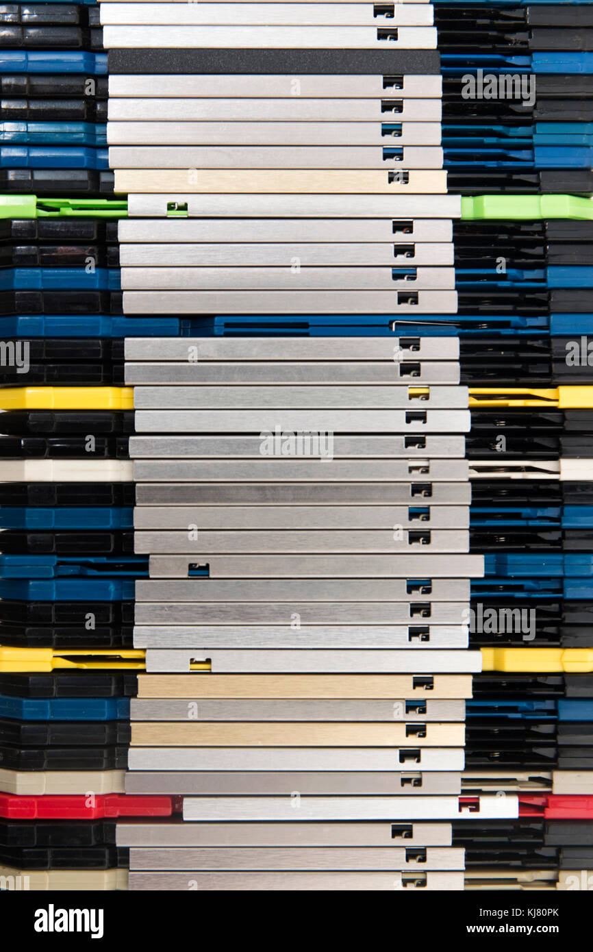 Vertical pile of computer floppy disks Stock Photo - Alamy
