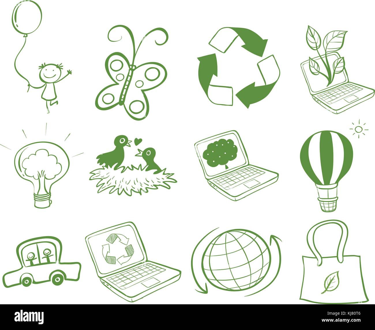 Illustration of the eco-friendly designs on a white background Stock ...