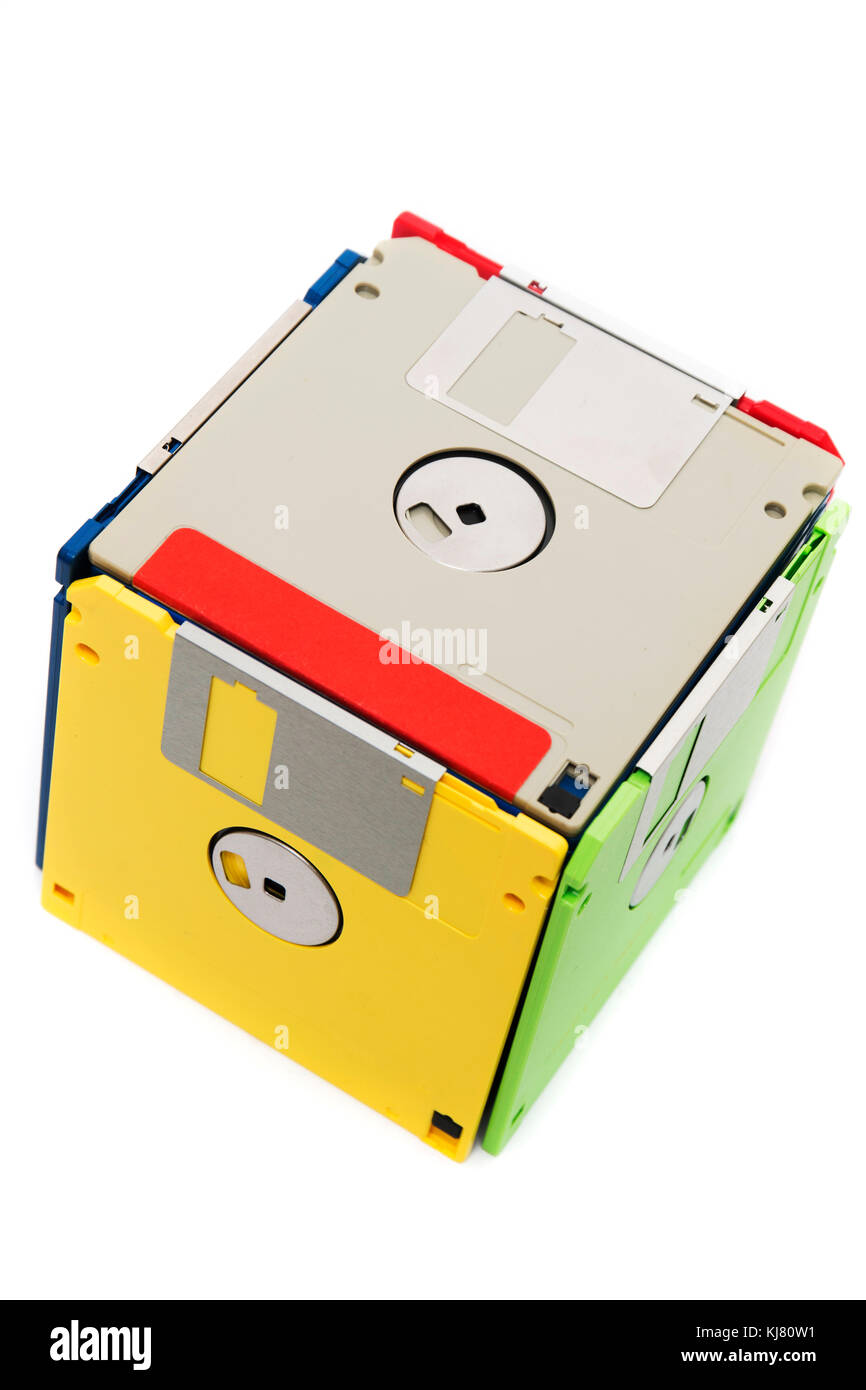 floppy disks form cube, isolated on a white background Stock Photo - Alamy