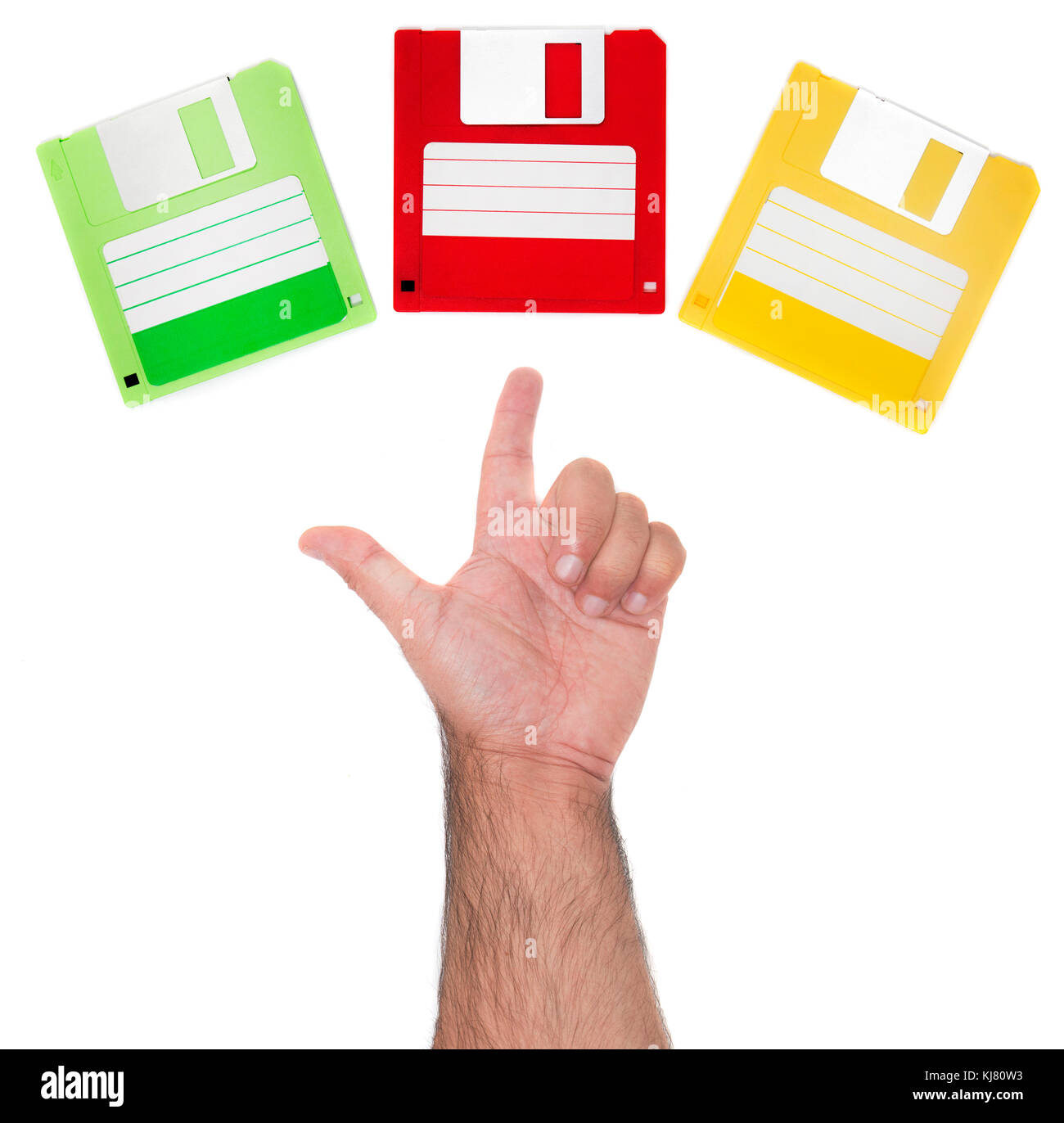 hand with floppy disks isolated on a white background Stock Photo - Alamy