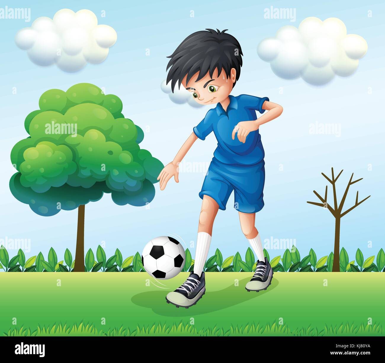 Illustration of a football player wearing his blue uniform Stock Vector ...