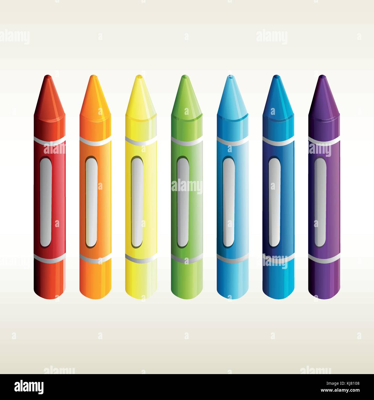 Illustration of the seven crayons in different colors on a white ...