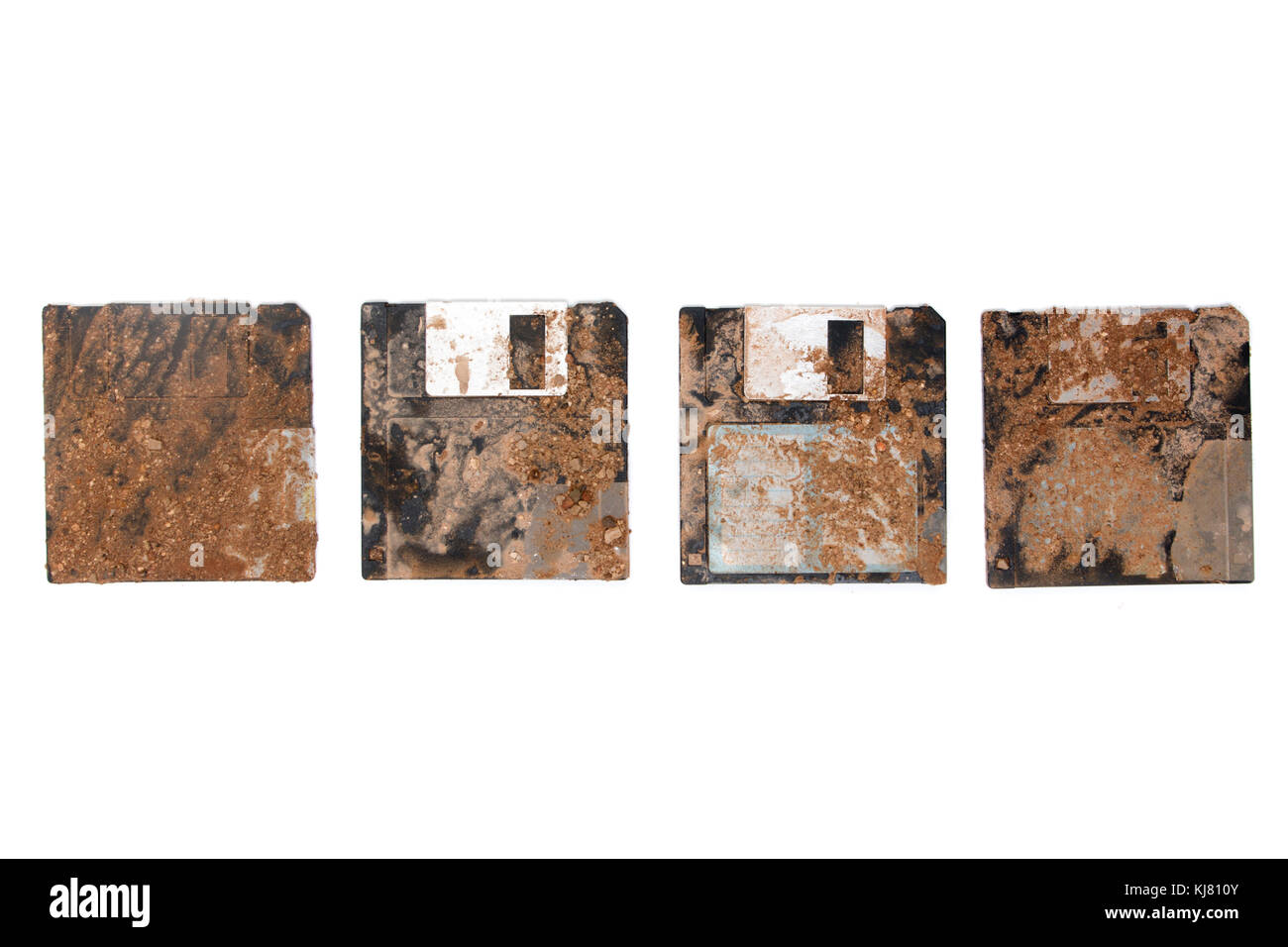 dirty computer floppy disks, isolated on a white background Stock Photo ...