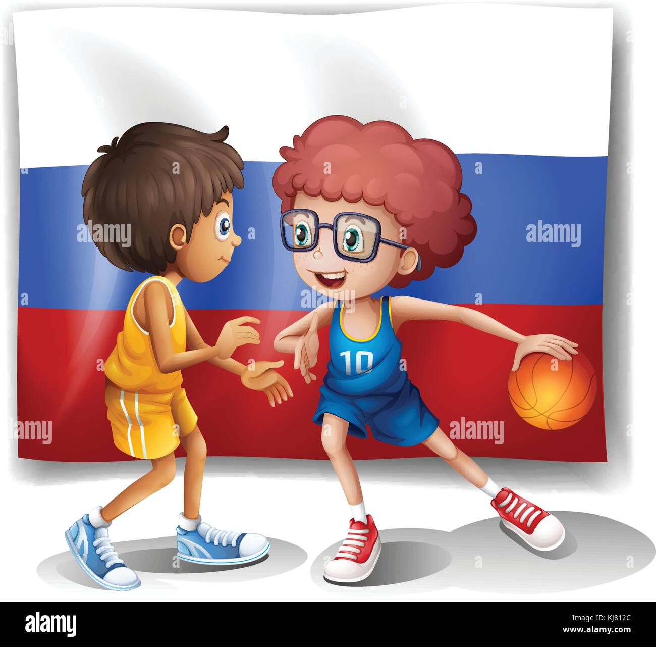 Illustration of the flag of the Russian Federation with two basketball ...
