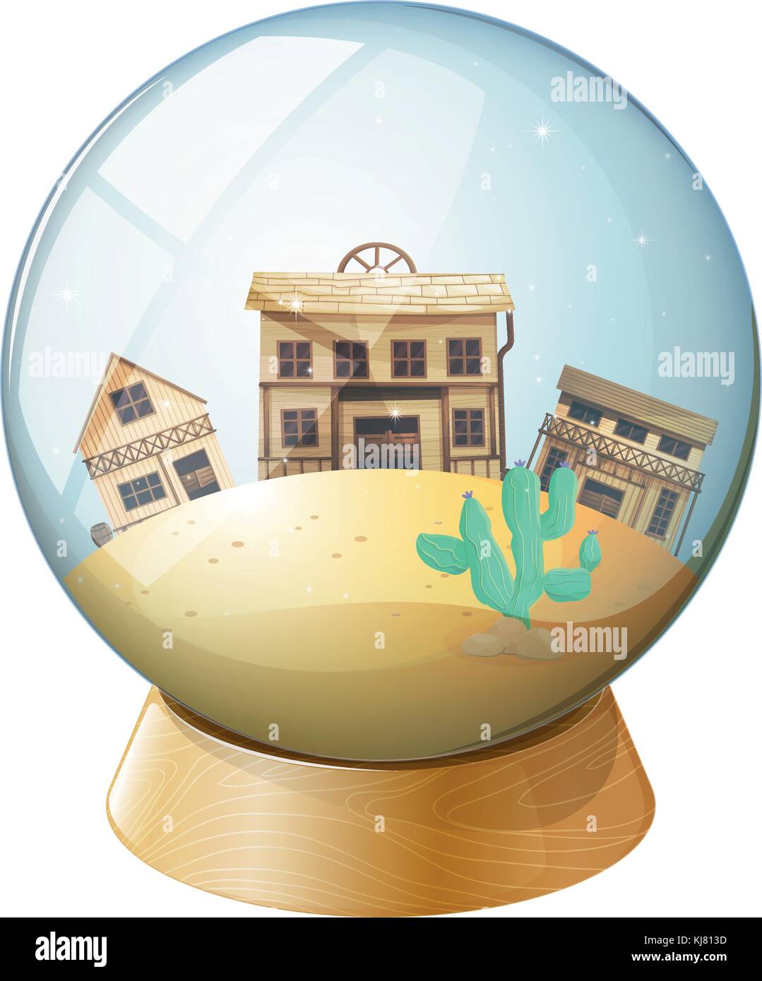 Illustration of the wooden houses inside a dome on a white background ...