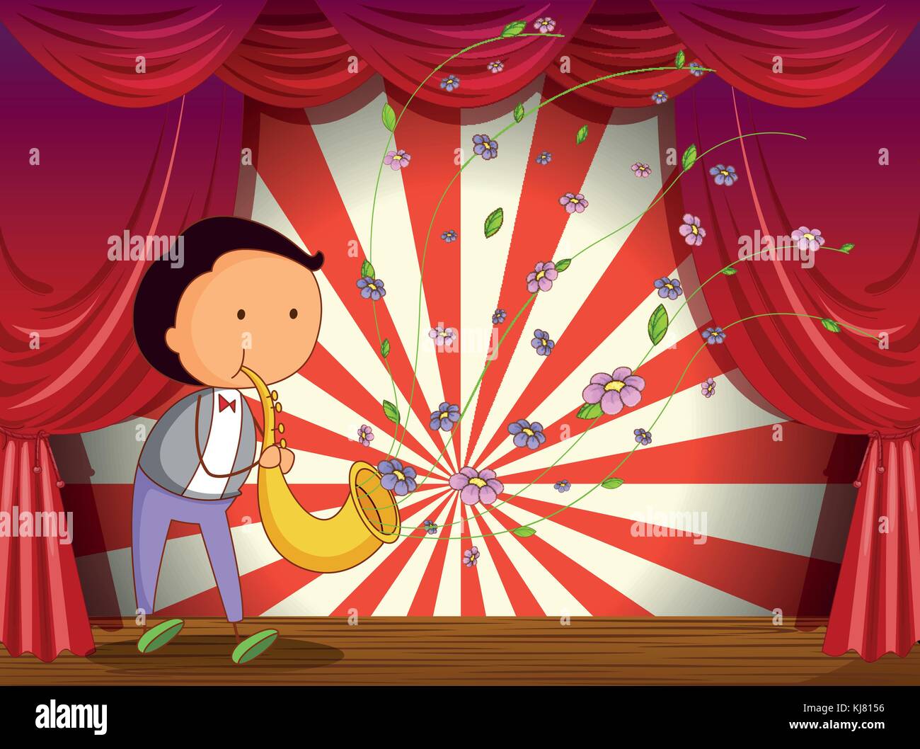 Boy playing trombone Stock Vector Images - Alamy