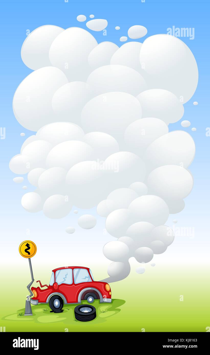 White car crashed accident Stock Vector Images - Alamy