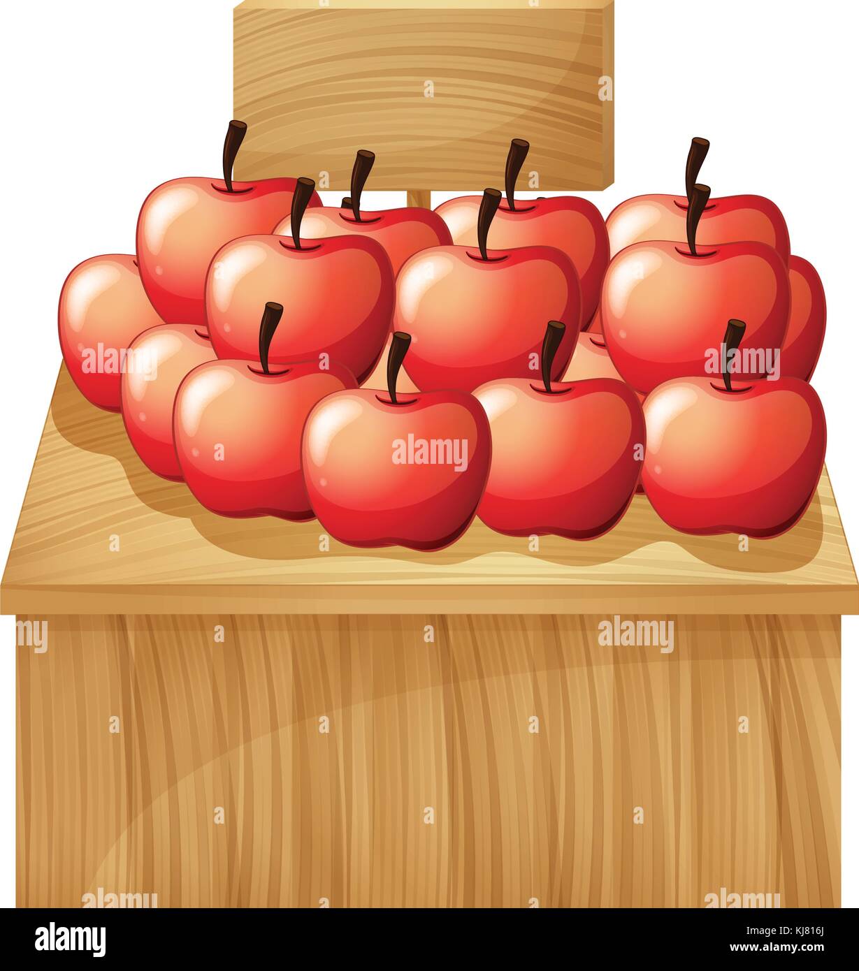 Illustration of an apple fruitstand with an empty signage on a white ...
