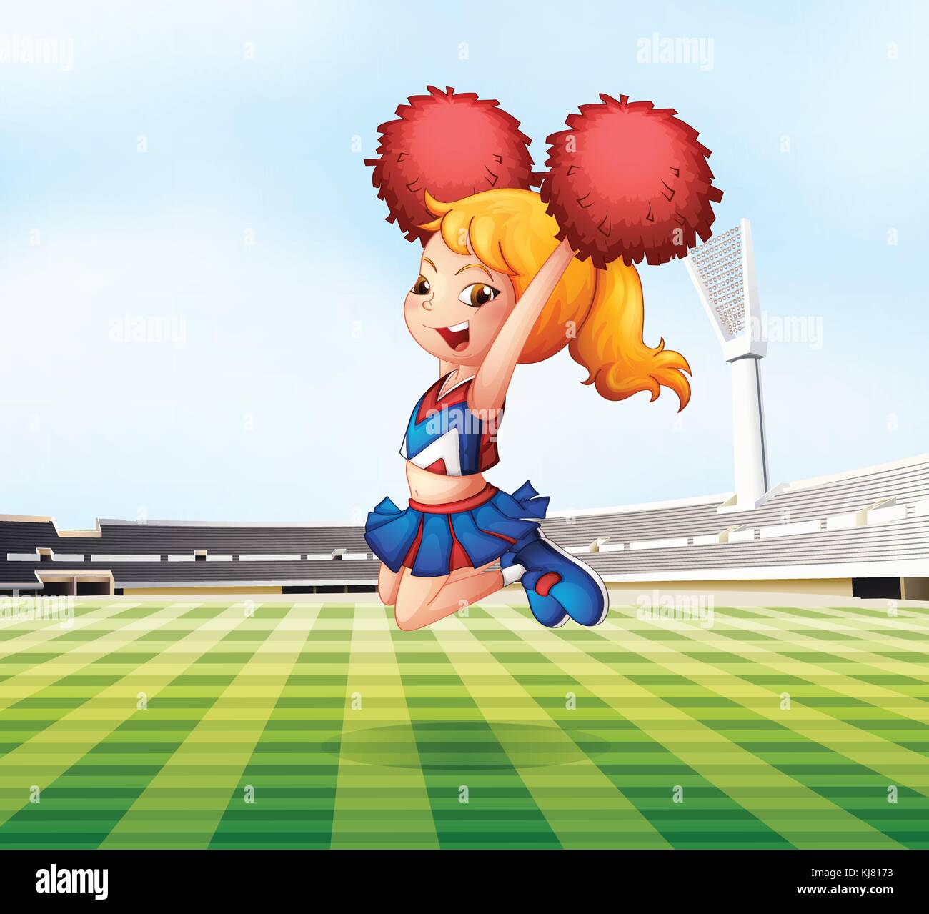 Illustration of a cheerleader cheering at the field Stock Vector Image ...
