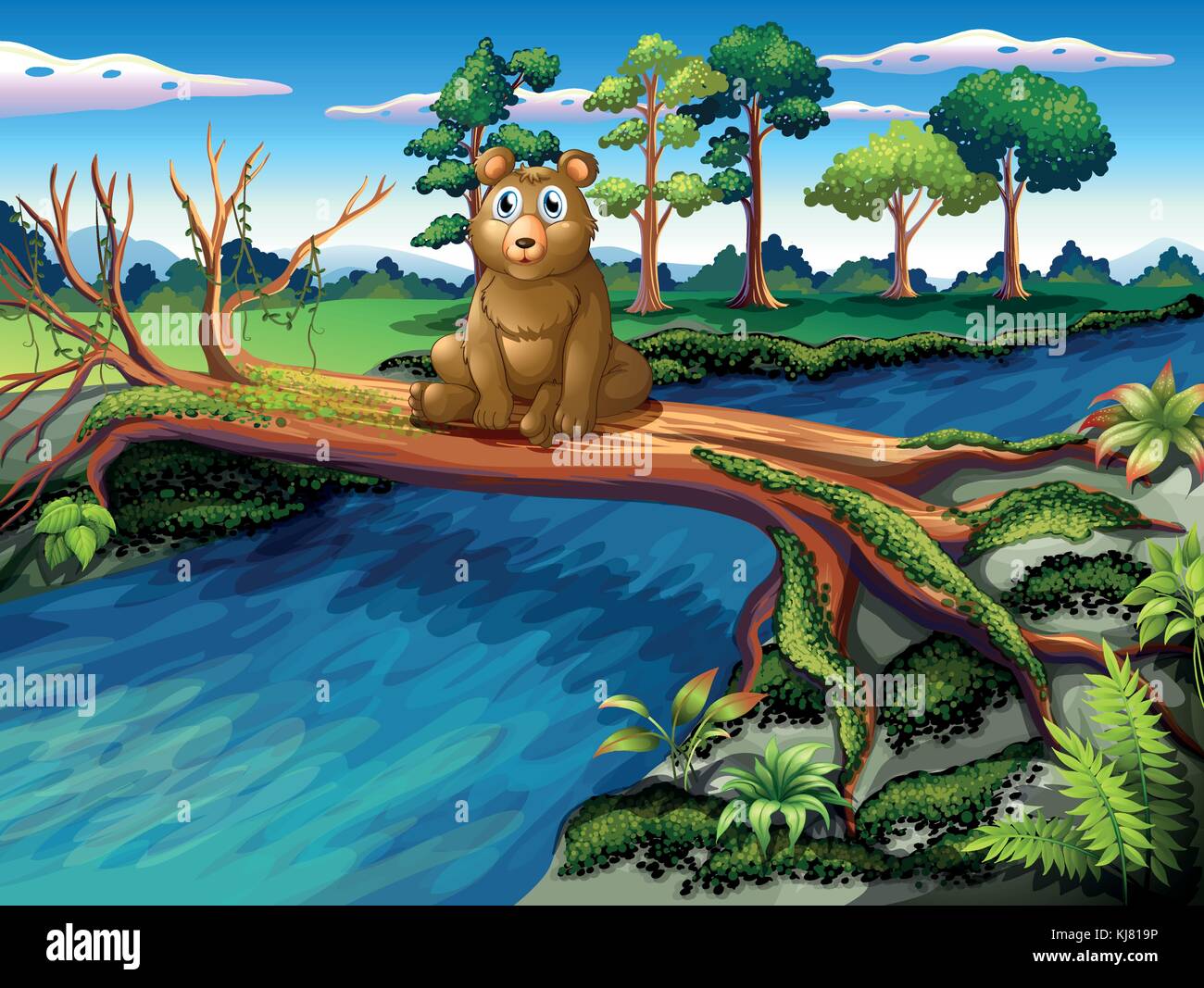 Big timber bridge Stock Vector Images - Alamy