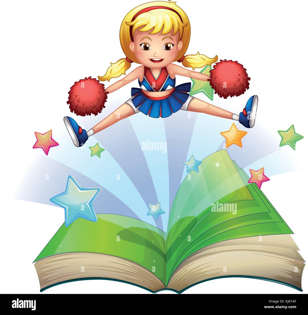 Illustration of a book with an image of a cheerdancer dancing on a ...
