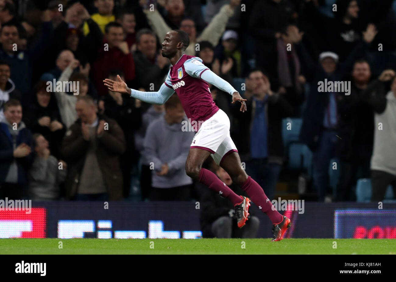 Aston Villa's Albert Adomah celebrates scoring his side's first goal of ...