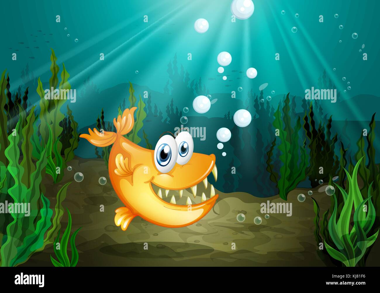 Illustration of an orange fish with big fangs Stock Vector Image & Art ...