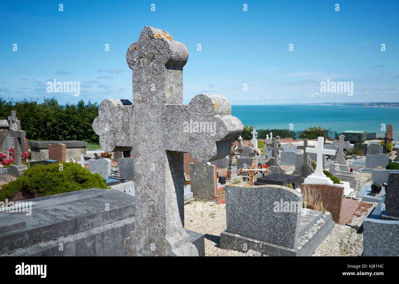 Graveyard with view to the sea near Varengeville-sur-mer, Normandy ...
