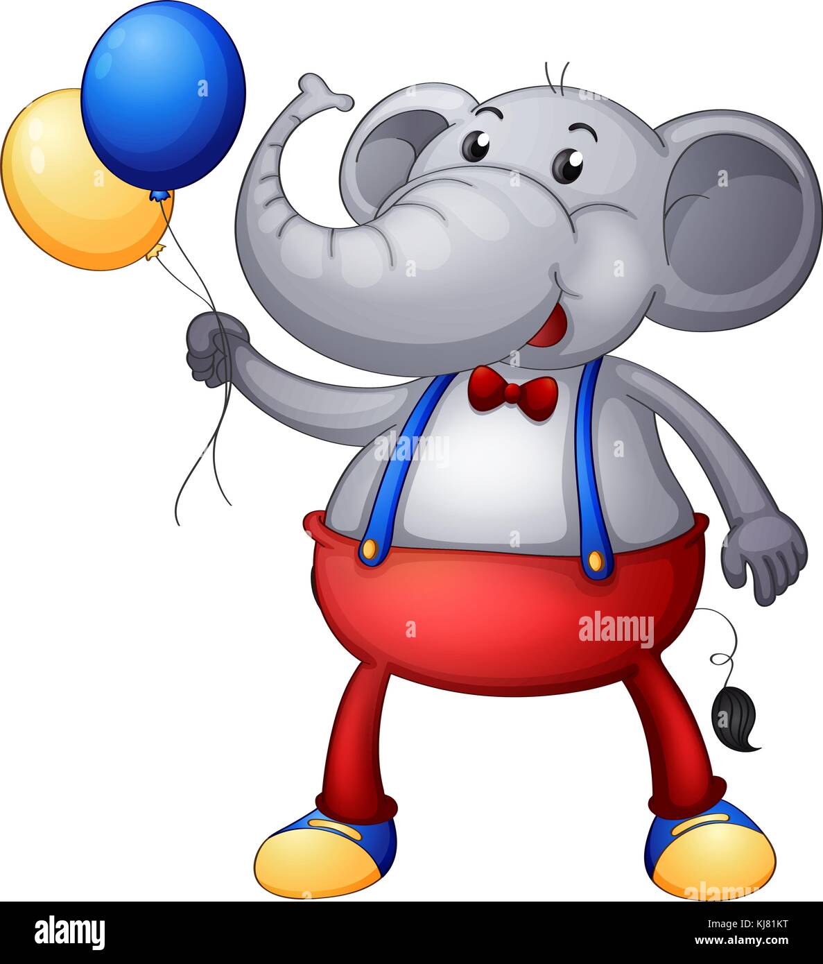 Illustration of an elephant with balloons on a white background Stock ...