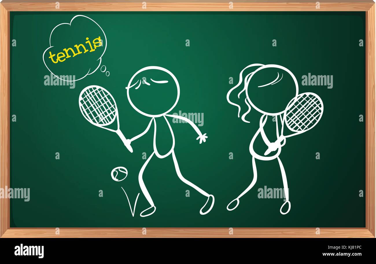 Illustration of a board with a drawing of a girl and a boy playing ...