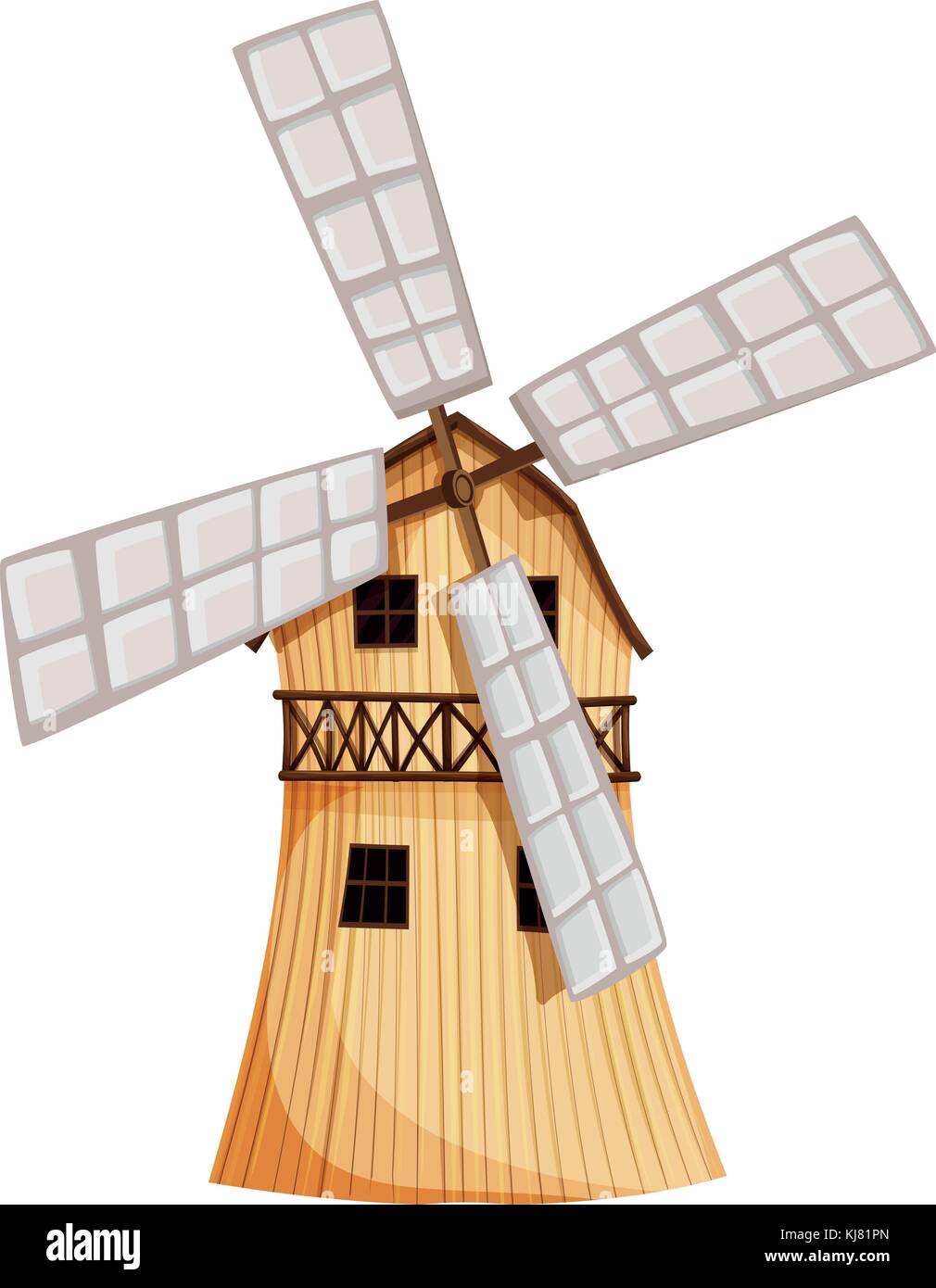 Illustration of a wooden windmill on a white background Stock Vector ...
