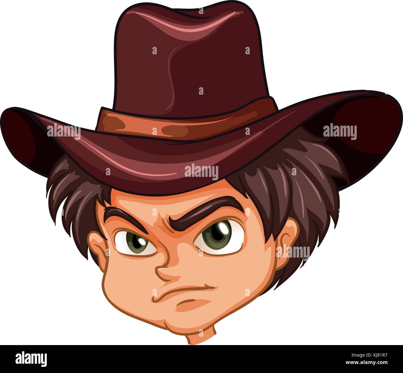Illustration of an angry face of a cowboy on a white background Stock ...