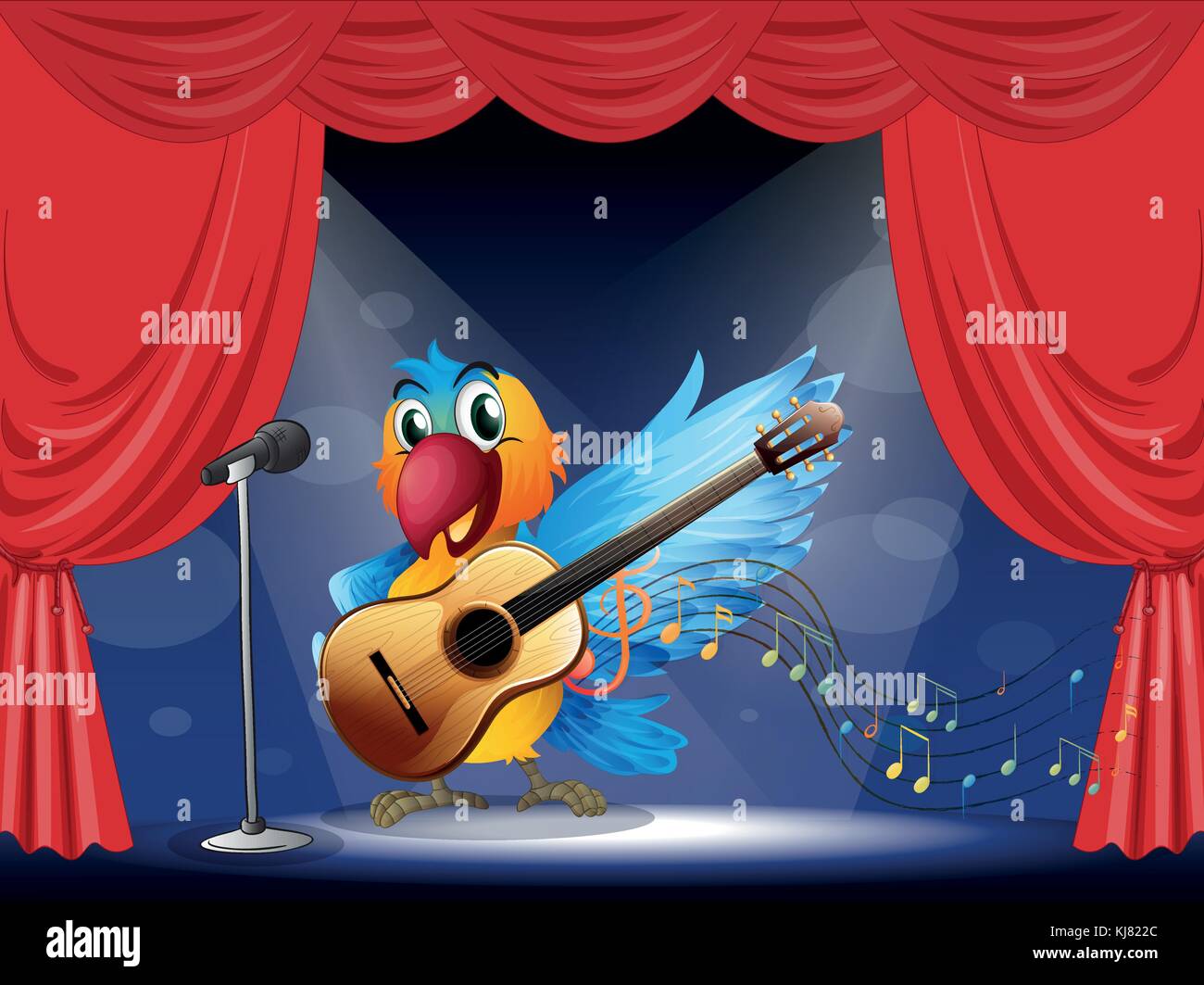 Illustration of a bird performing above the stage Stock Vector Image ...