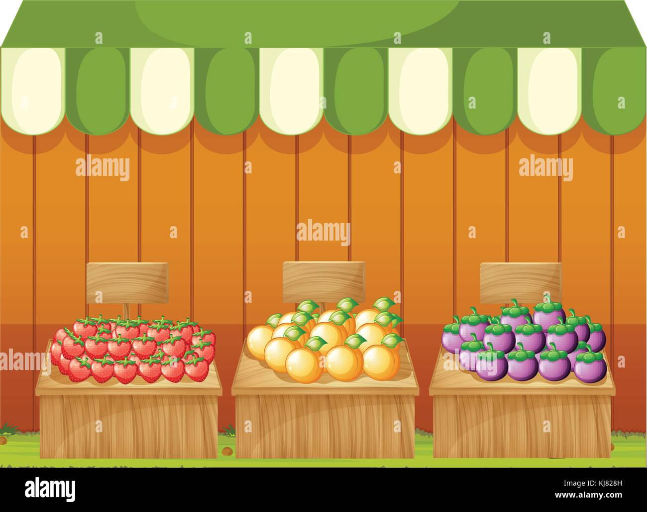 Illustration of the three fruitstands with empty boards on a white ...