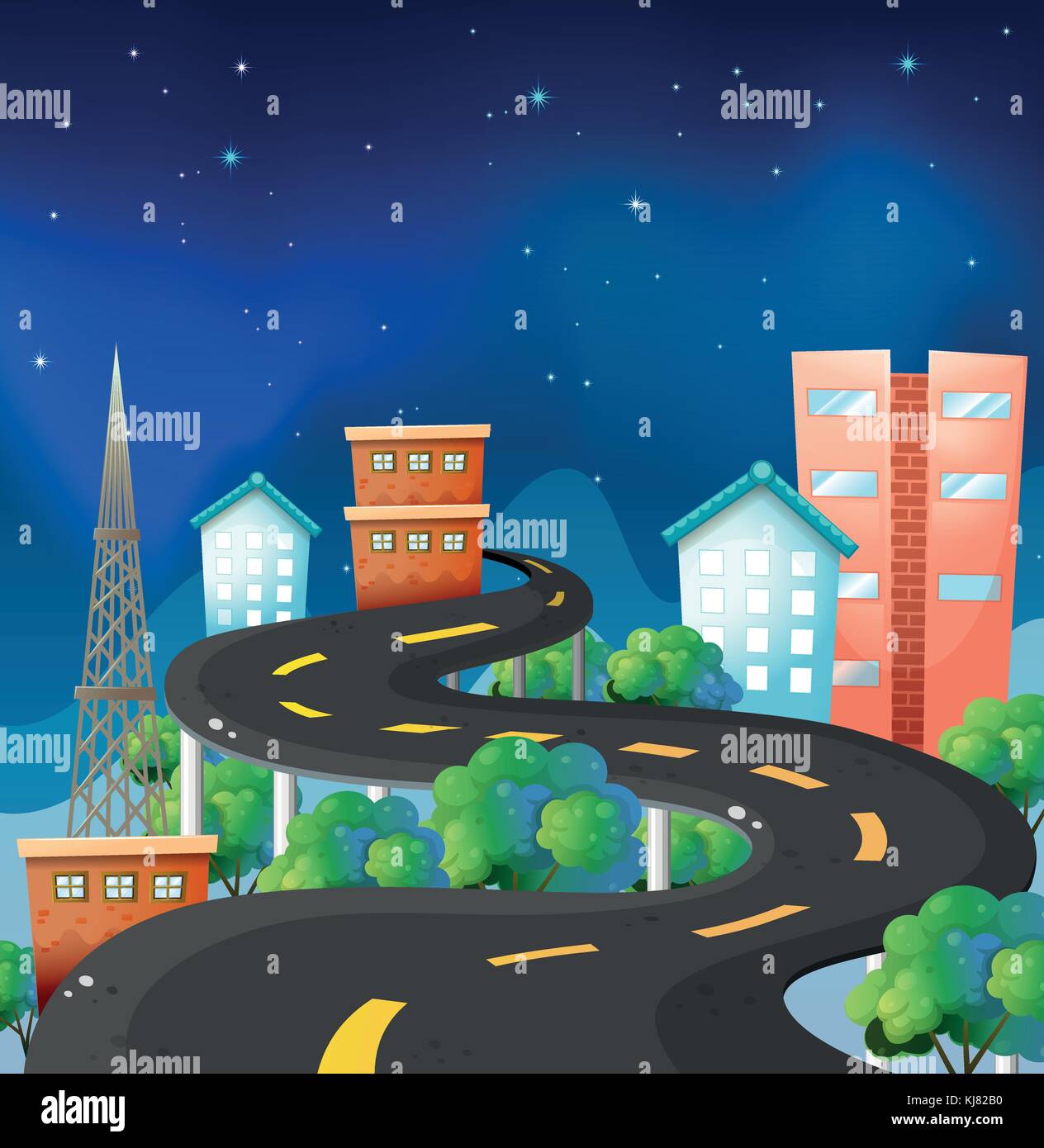 Illustration of a curve road in the city Stock Vector Image & Art - Alamy